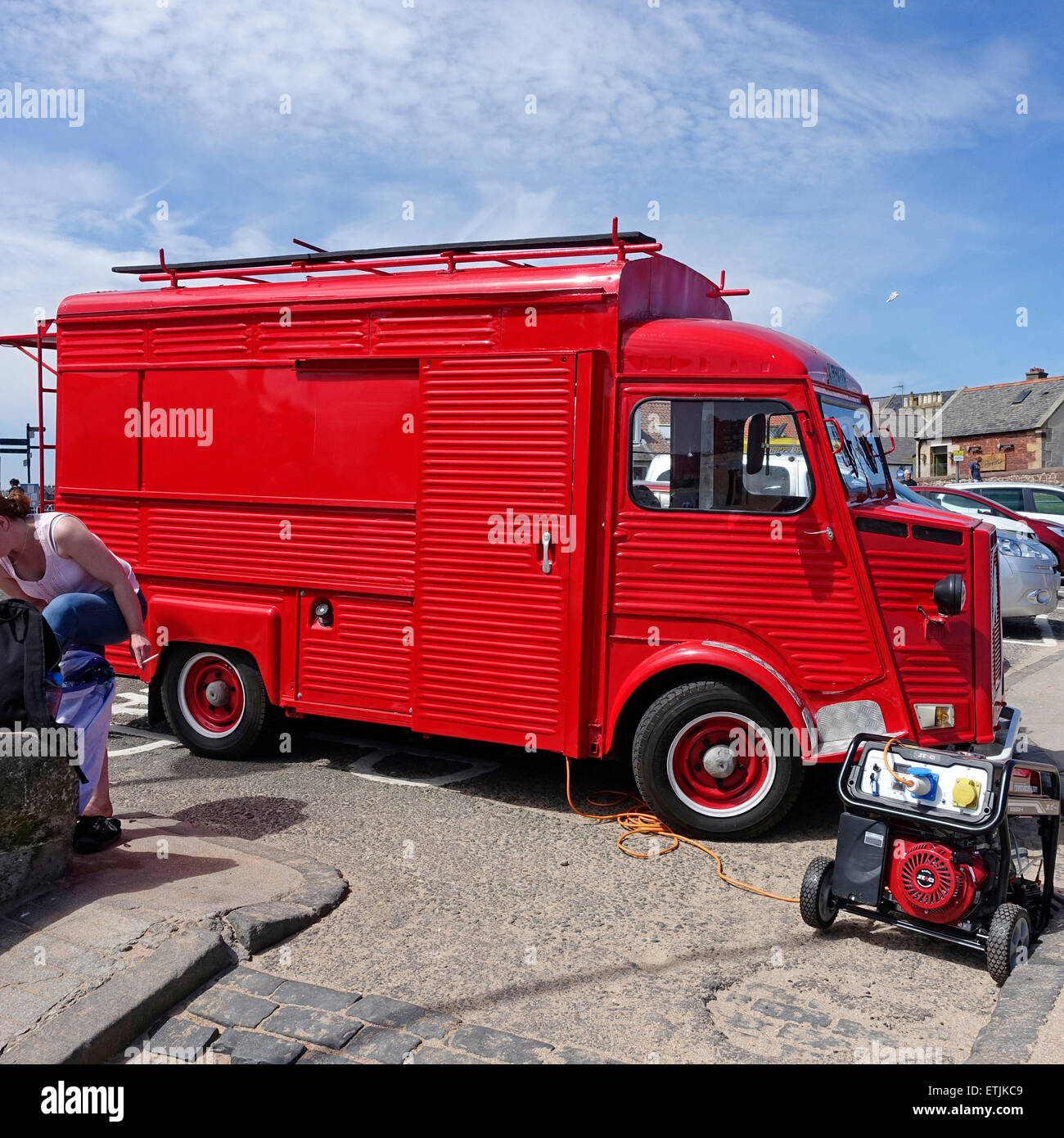 Restored 1975 classic red Citroen van used as a coffee and juice stall ...
