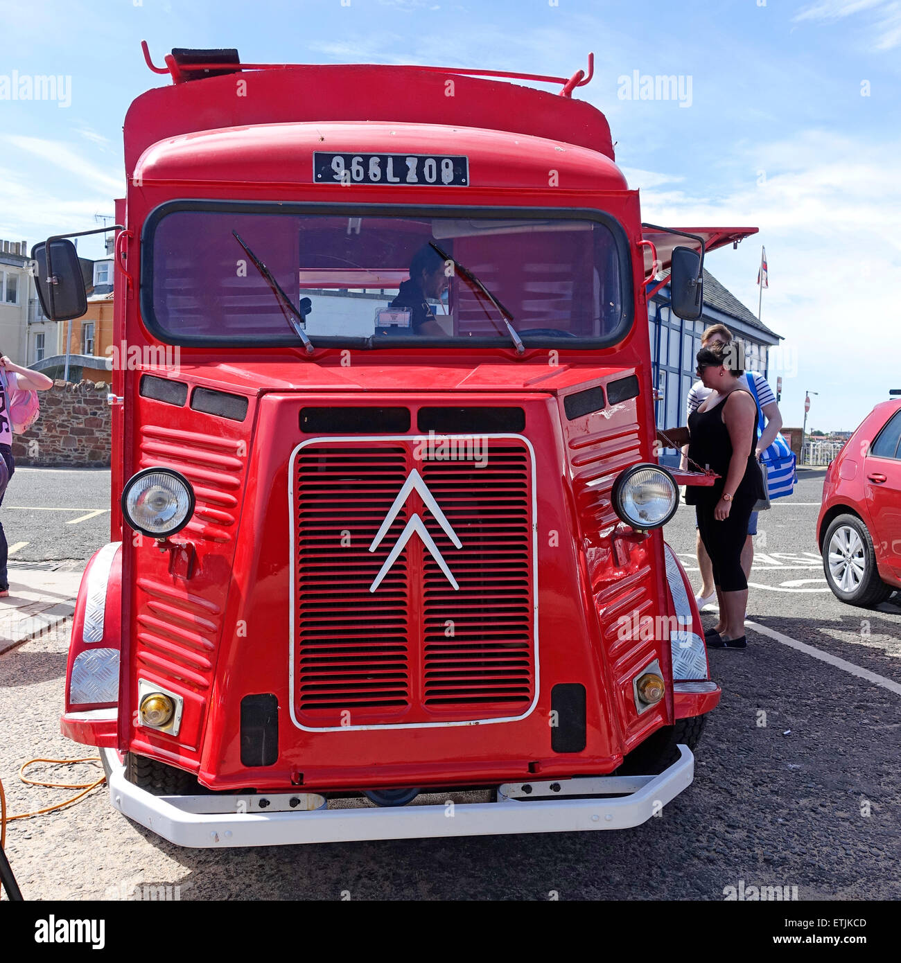 Restored 1975 classic red Citroen van used as a coffee and juice stall ...