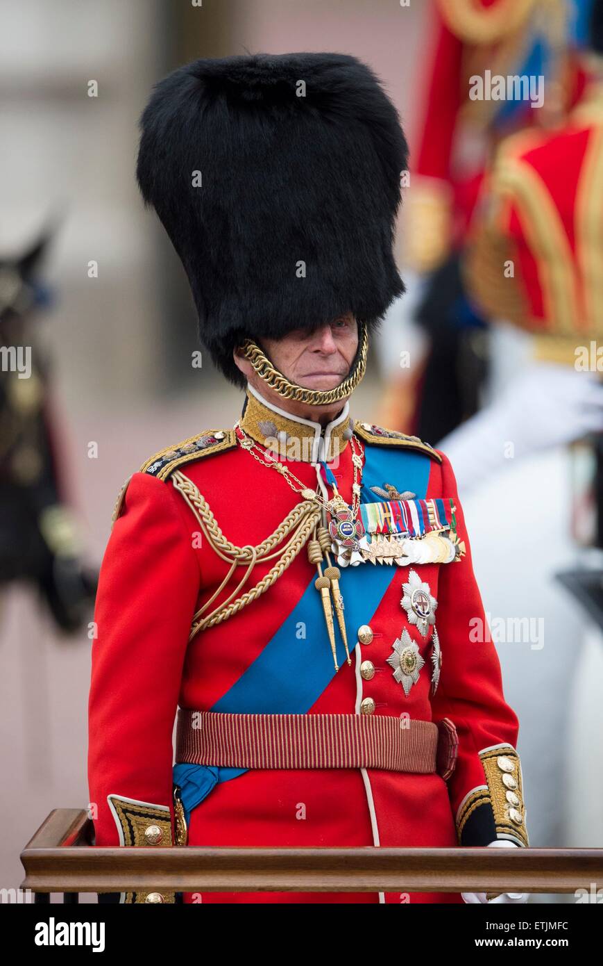 Prince Philip, the Duke of Edinburgh, attends the traditional Trooping ...