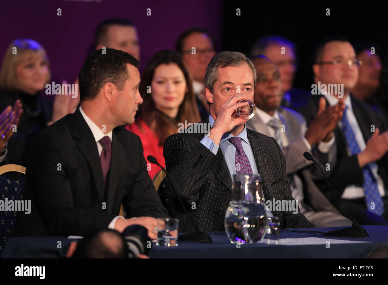 UKIP Immigration Speech in London Featuring: Nigel Farage, Steven ...