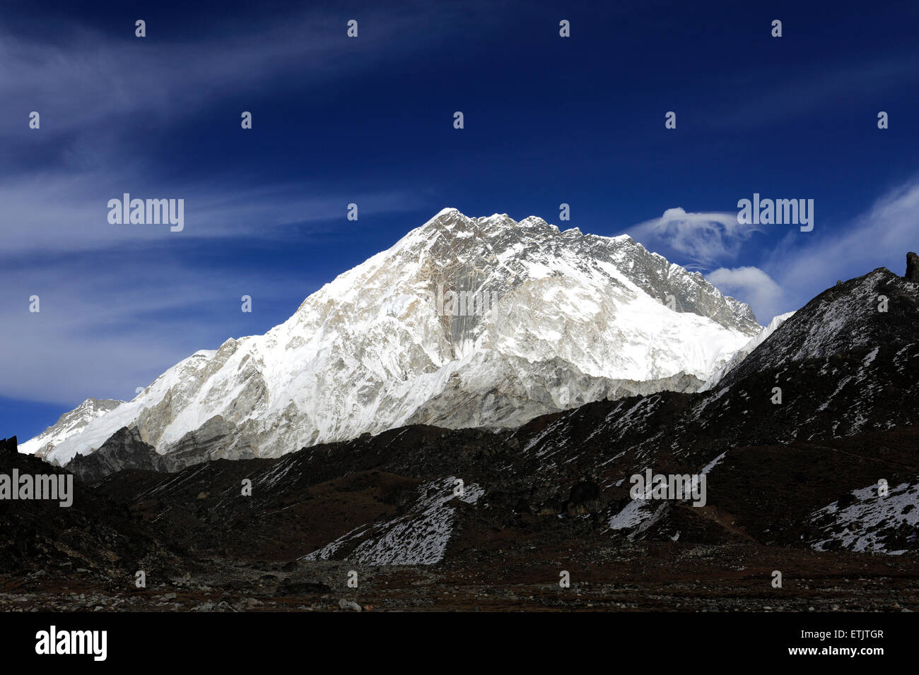 Summit of Nuptse mountain (7864 M), Everest base camp trek, Sagarmatha ...