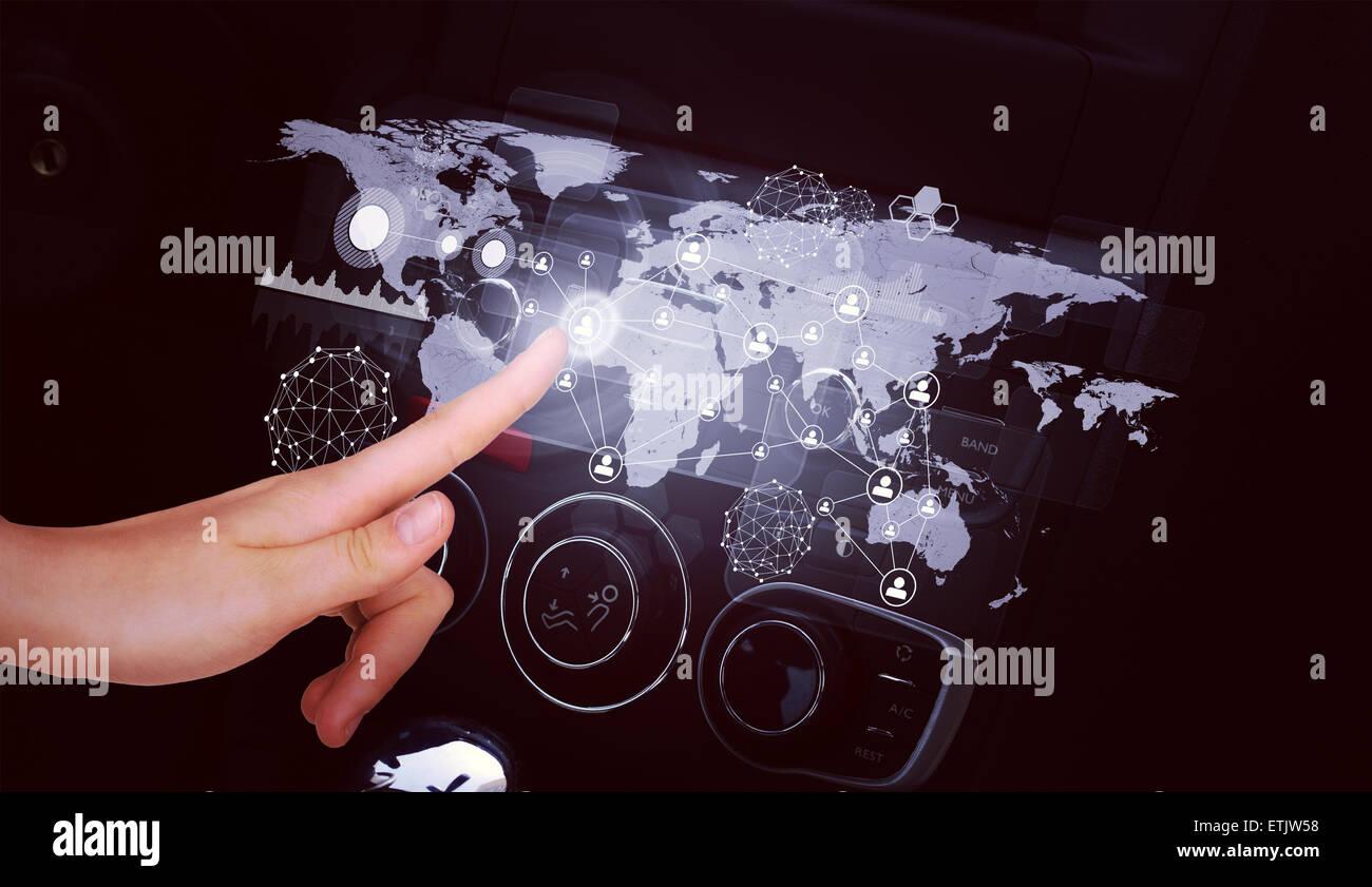 Car front panel with holographic screen Stock Photo - Alamy