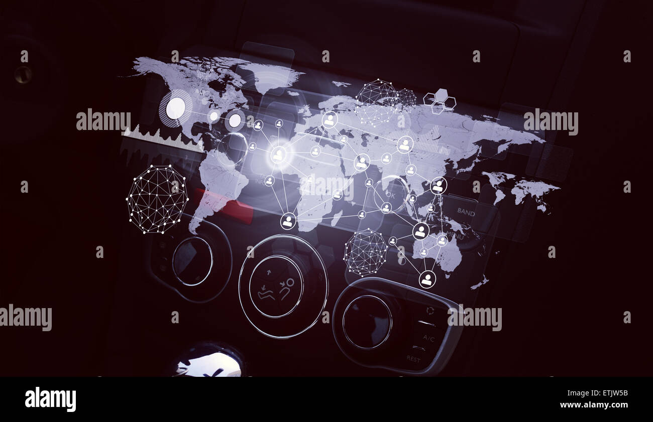 Car front panel with holographic screen Stock Photo - Alamy