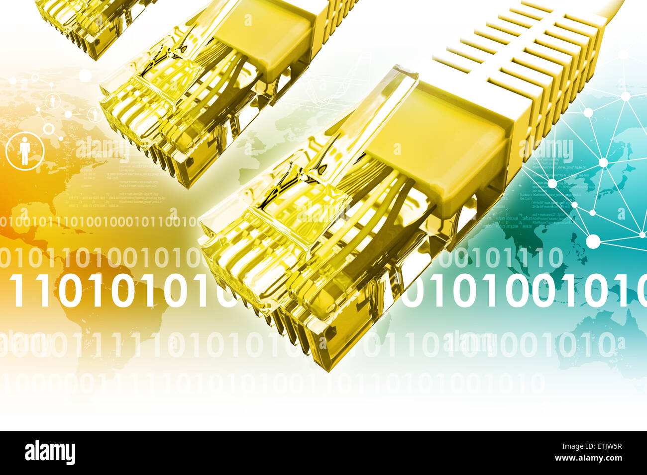 Set of golden computer cables Stock Photo - Alamy