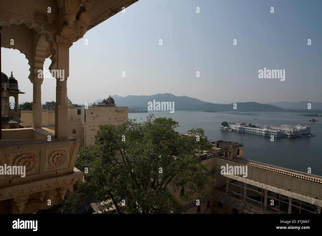 View from the City Palace of the Lake Palace formerly known as Jag ...