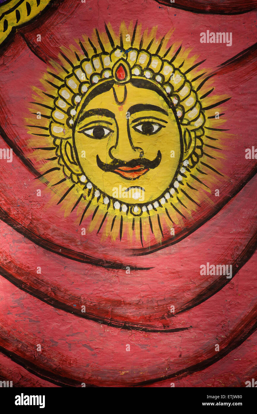Royal Sun Symbol painted on a wall in the City Palace, Udaipur ...
