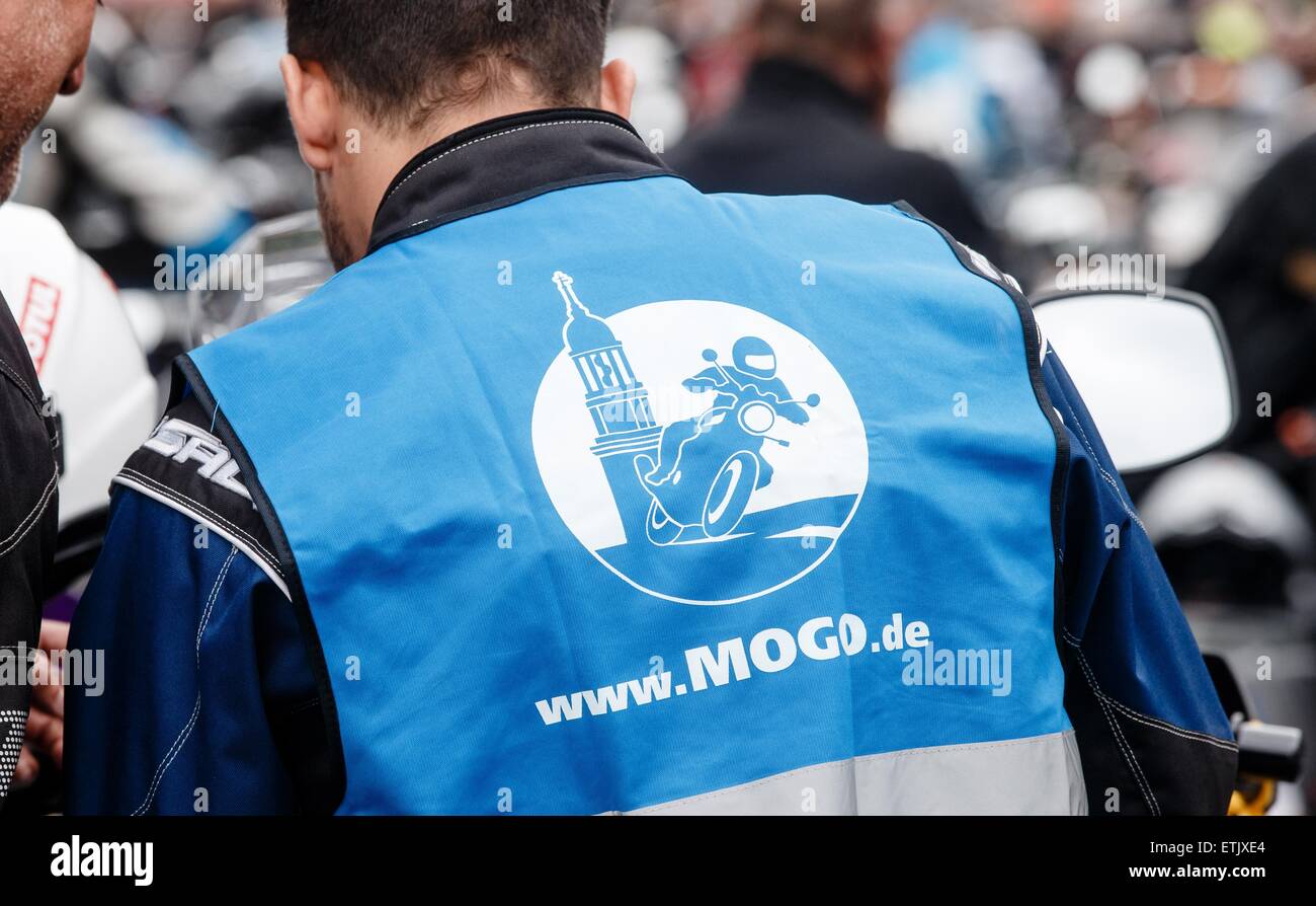 Hamburg, Germany. 14th June, 2015. The logo of motorcycle church ...