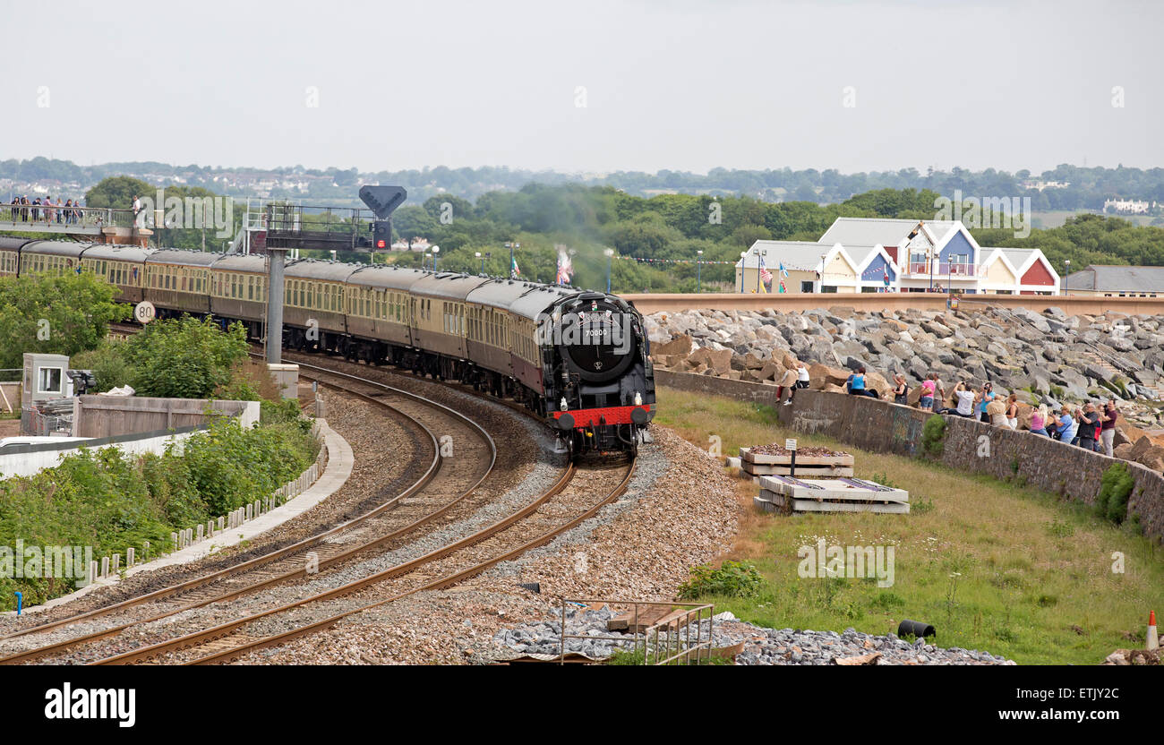 Dawlish Warren, UK. 14th June, 2015. Britannia,Torbay Express steam ...