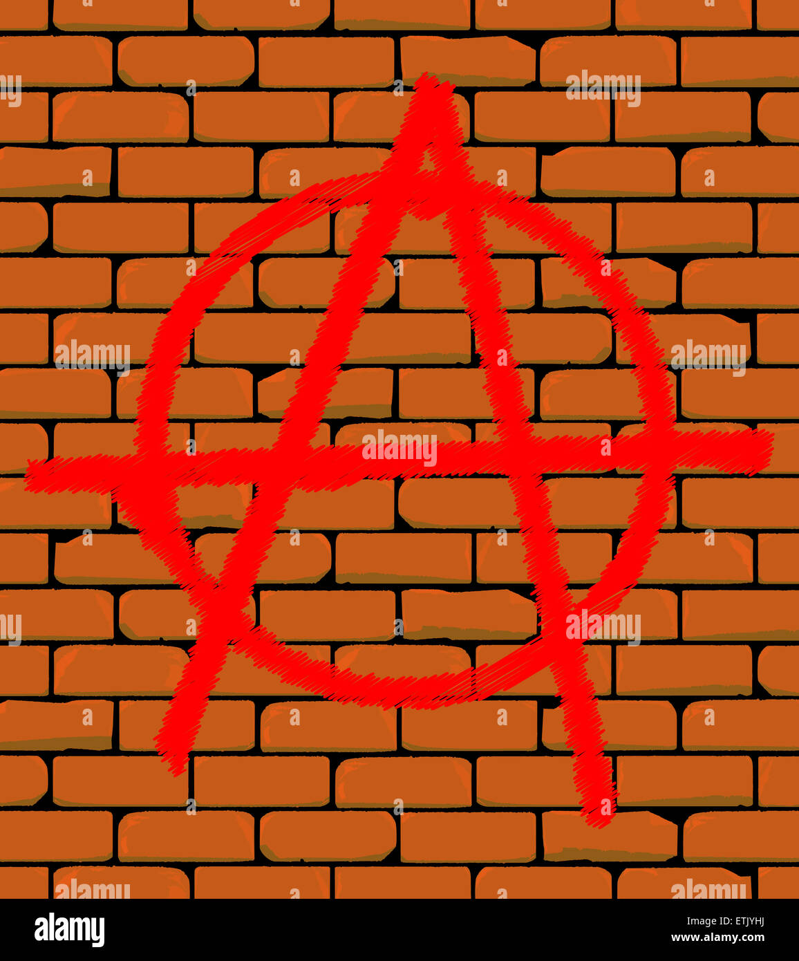 Graffiti depicting anarchy sign on a brick built wall Stock Photo - Alamy