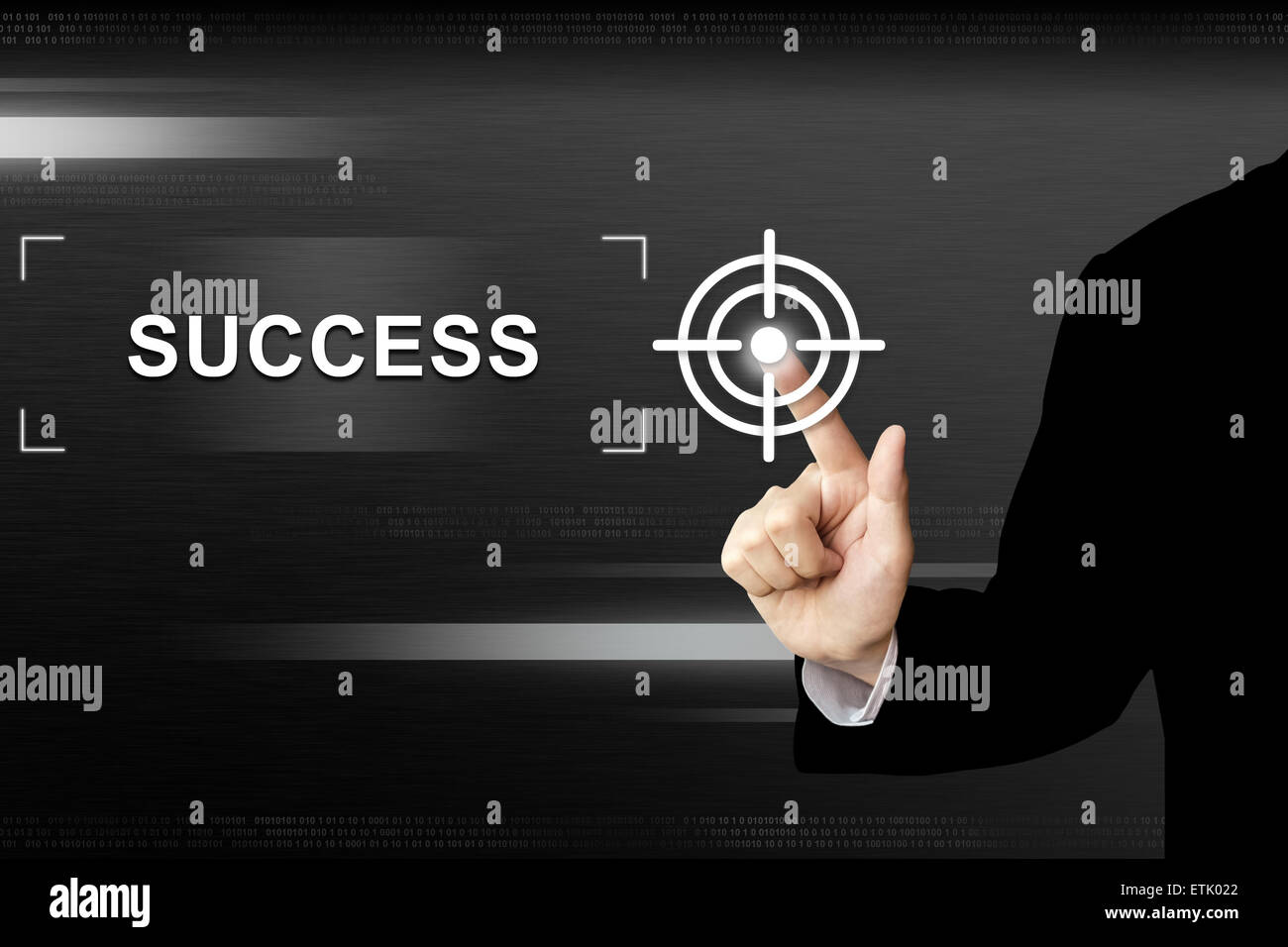 business hand clicking success button on a touch screen interface Stock ...