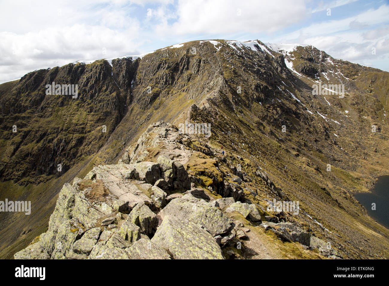 Striding edge arete and helvellyn mountain peak hi-res stock ...
