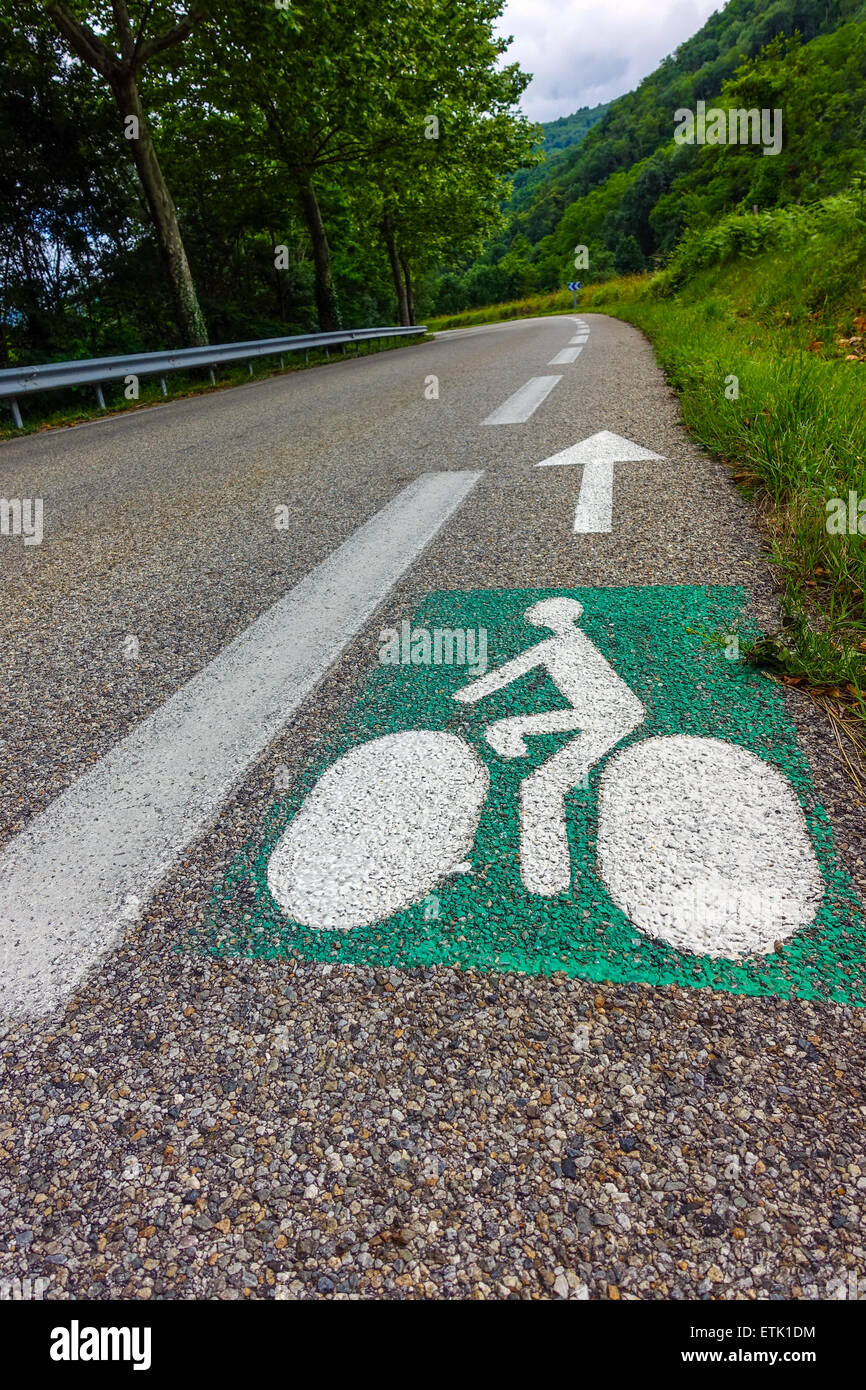 Green and white sign painted on road on cycleway, cycle way cycle-lane ...