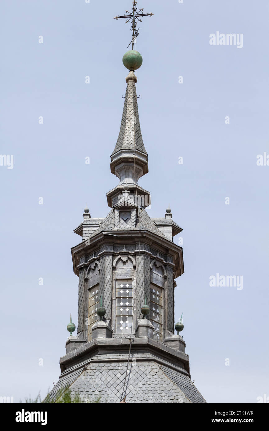 clock and bell tower in a medieval Spanish city Stock Photo - Alamy