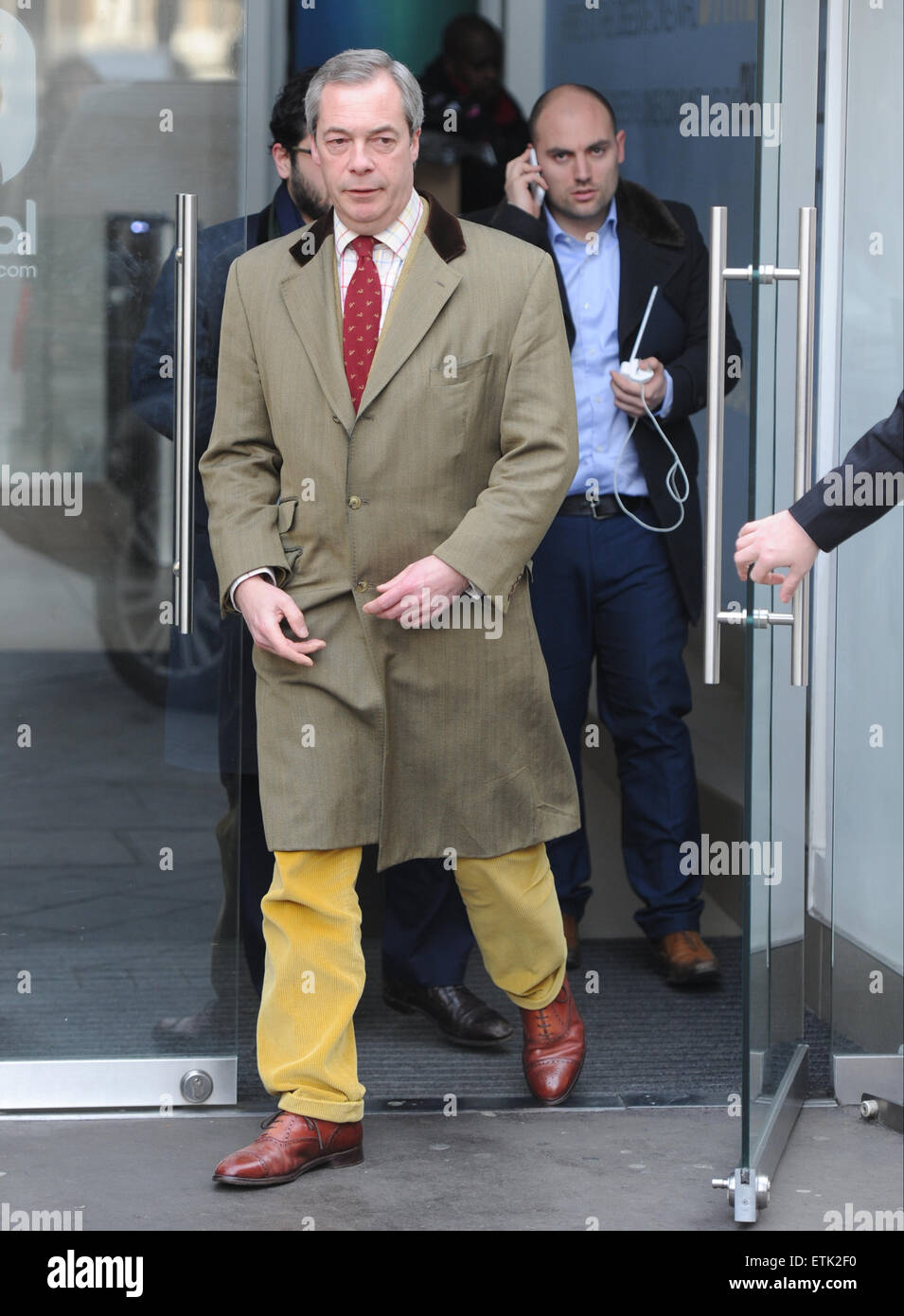 Nigel Farage leaving the LBC Radio studios Featuring: Nigel Farage ...