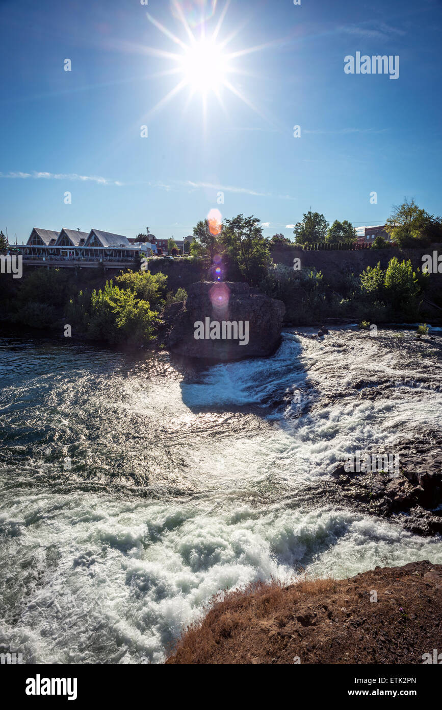 The Spokane River and Falls in the centre of Spokane Washington USA ...