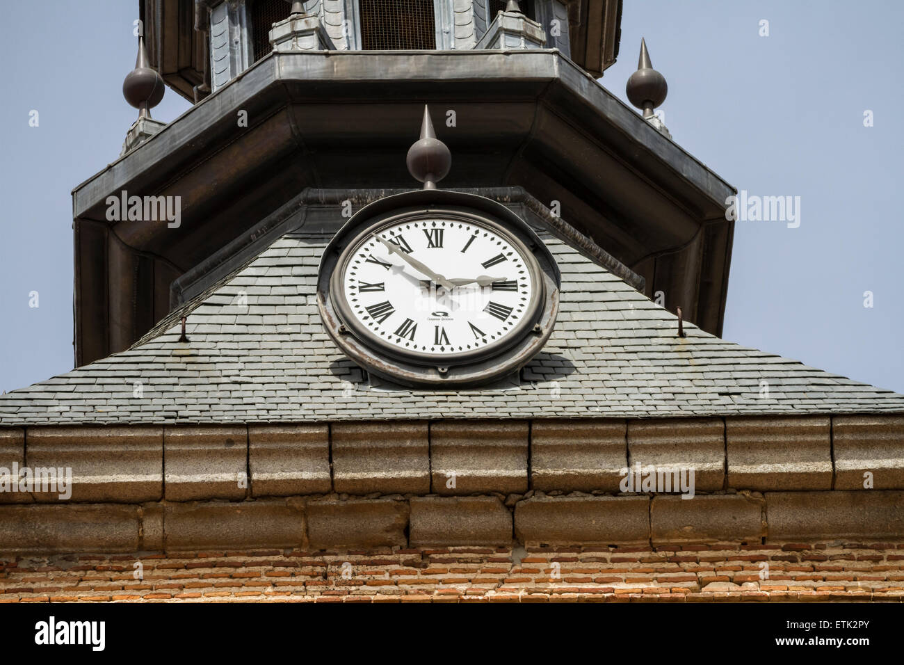 clock and bell tower in a medieval Spanish city Stock Photo - Alamy