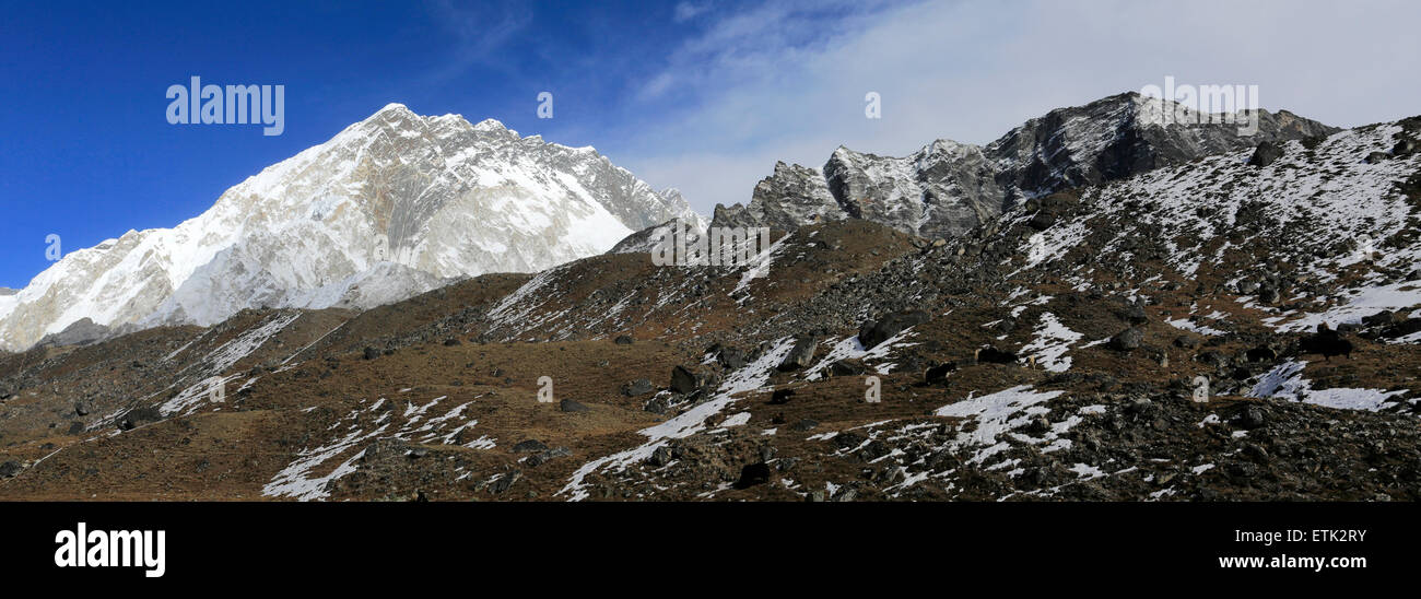 Summit of Nuptse mountain (7864 M), Everest base camp trek, Sagarmatha ...