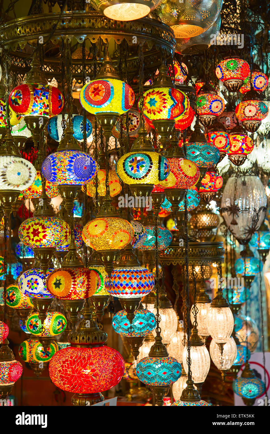 Traditional turkish lamps on the market Stock Photo - Alamy