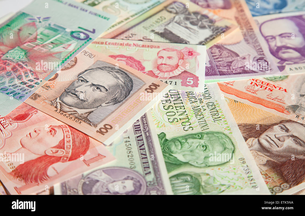 Variety of South American banknotes Stock Photo - Alamy