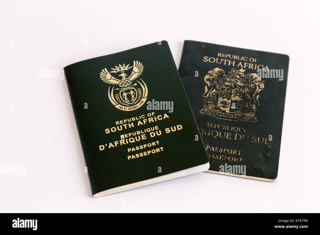 Old and new South African passports on white background Stock Photo - Alamy
