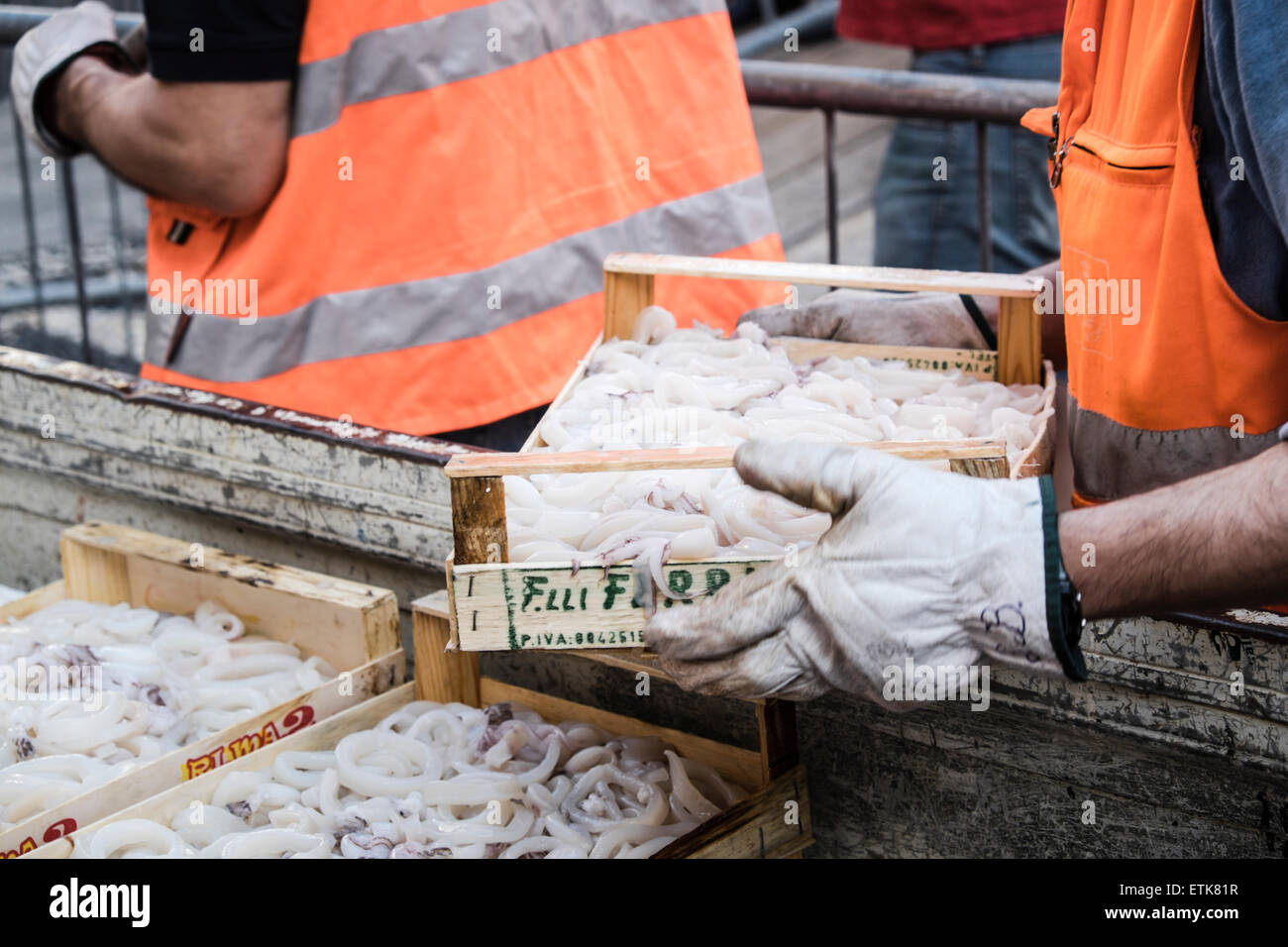 Cuttlefish for the Sagre del Pesce festival, Camogli, Italy Stock Photo ...