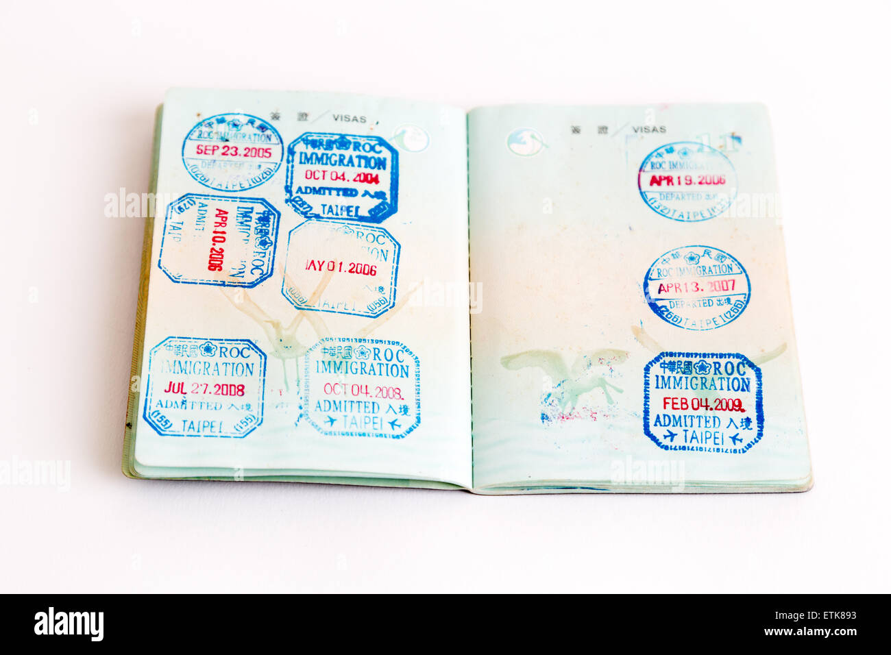 Visa and customs stamps in passports Stock Photo - Alamy