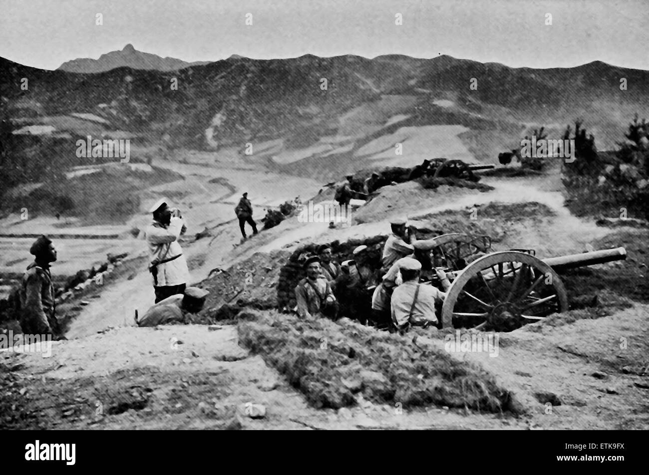 A Russian battery on the Heights overlooking the Liao Plain during the ...