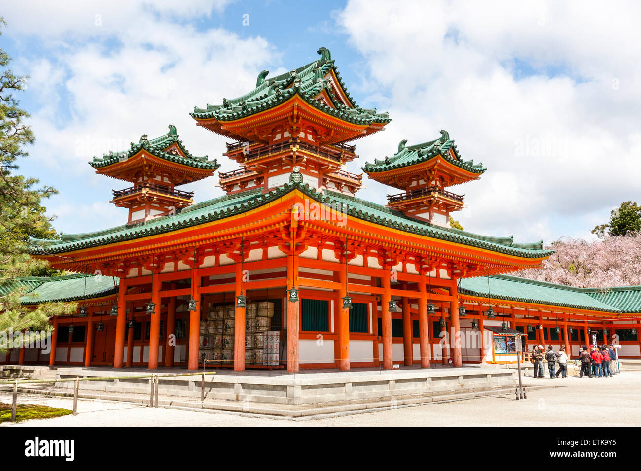 The Byakko-ro, white Tiger tower, of the Heian Shrine in Kyoto ...
