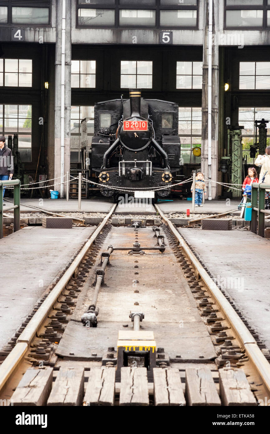 The Umekoji Steam Locomotive Museum in Kyoto. View along track past ...