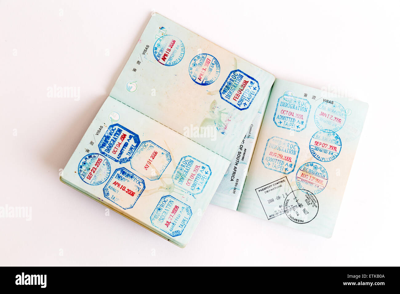 Visa and customs stamps in passports Stock Photo - Alamy