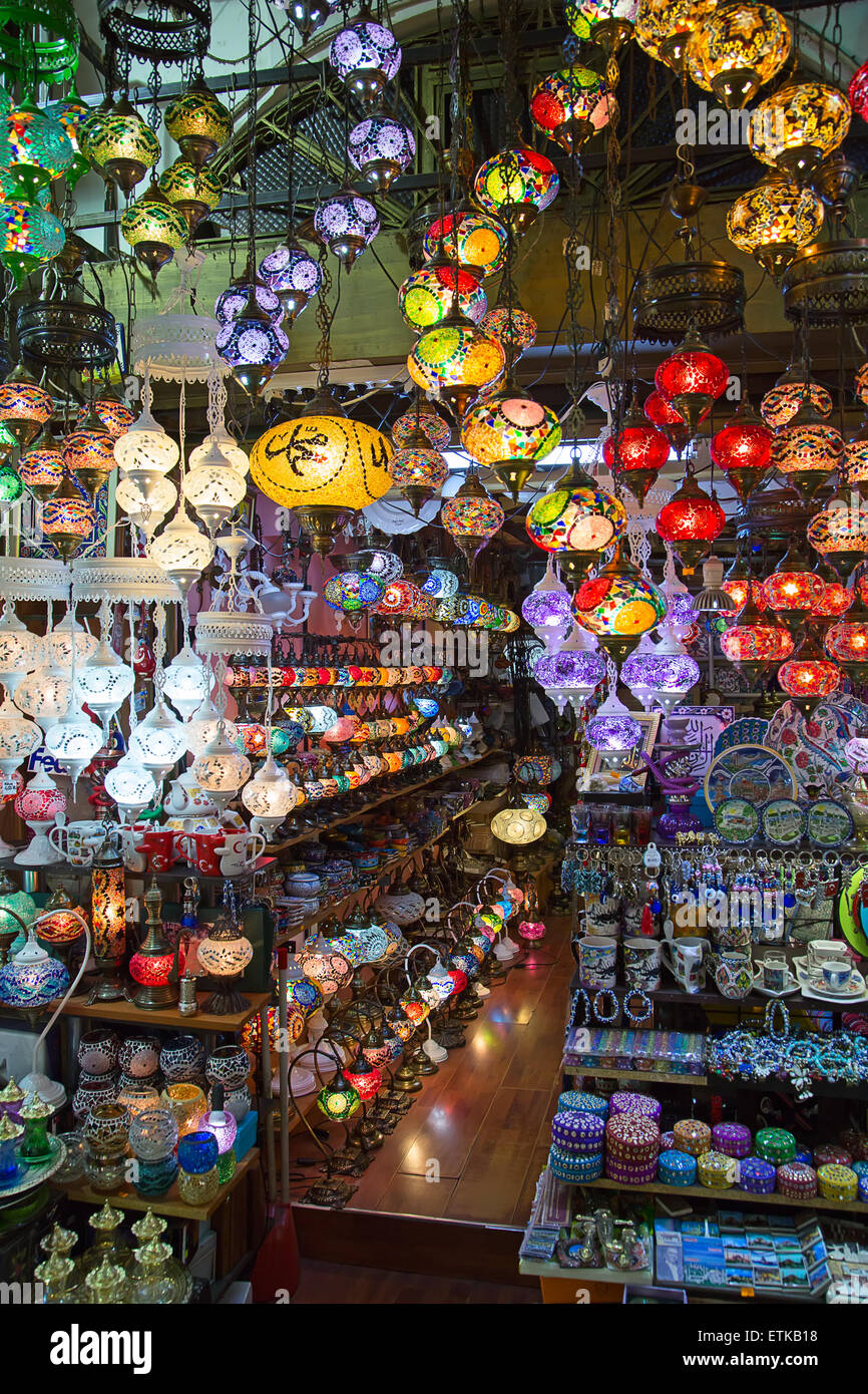 Traditional turkish lamps on the market Stock Photo - Alamy
