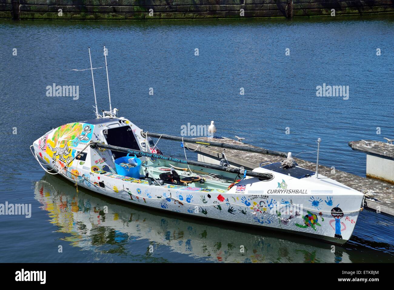 the rowing the atlantic rowing boat moored in whitehaven marina Stock ...
