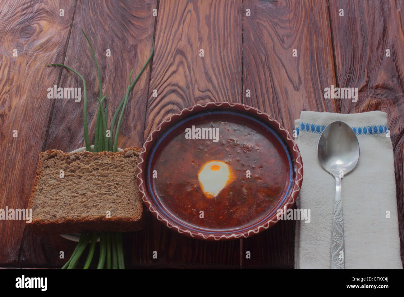 Ukrainian lunch in a soup with bread and chives Stock Photo - Alamy