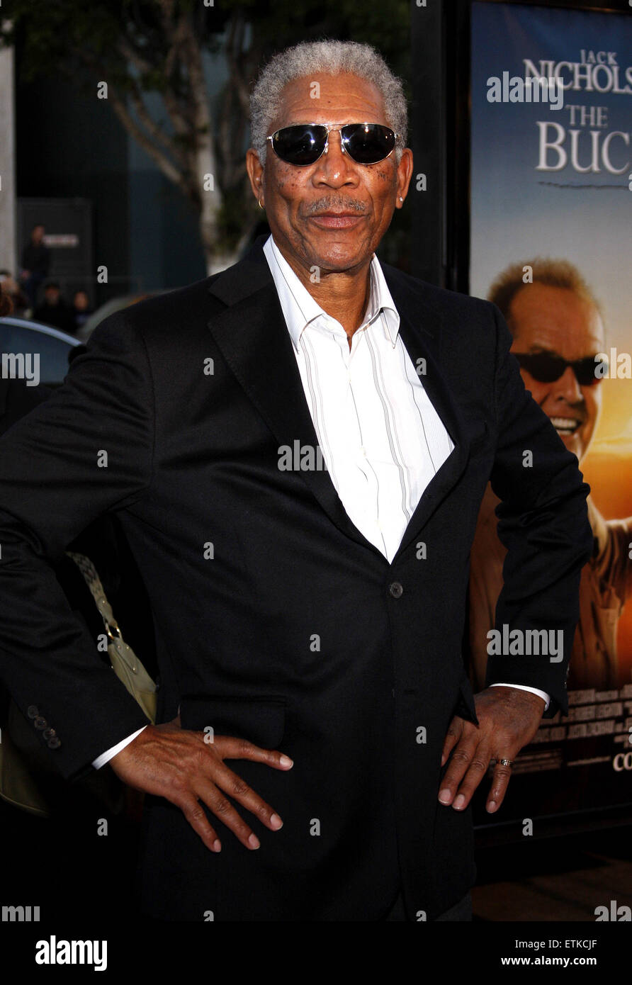 Morgan Freeman at the Los Angeles premiere of 'The Bucket List' held at ...