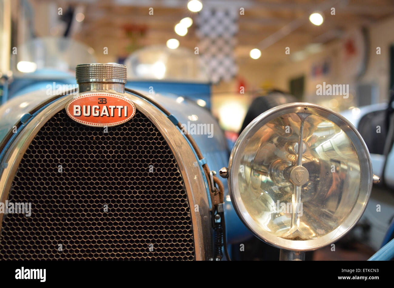 Bugatti race car of the 1930's front view showing logo and grill Stock ...