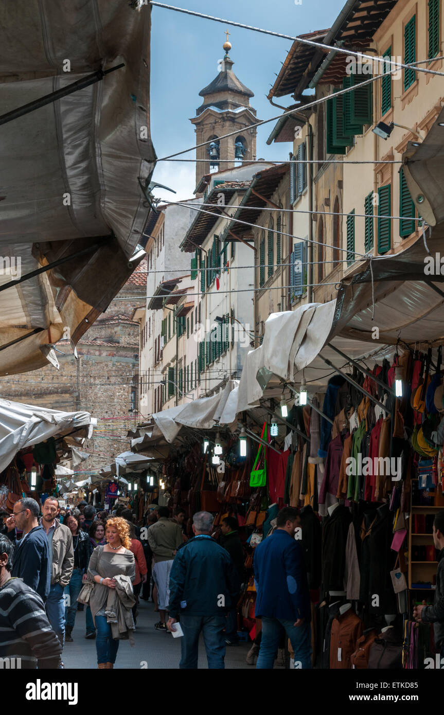 Merchants at the Mercato Centrale market in Florence, Italy Stock Photo ...