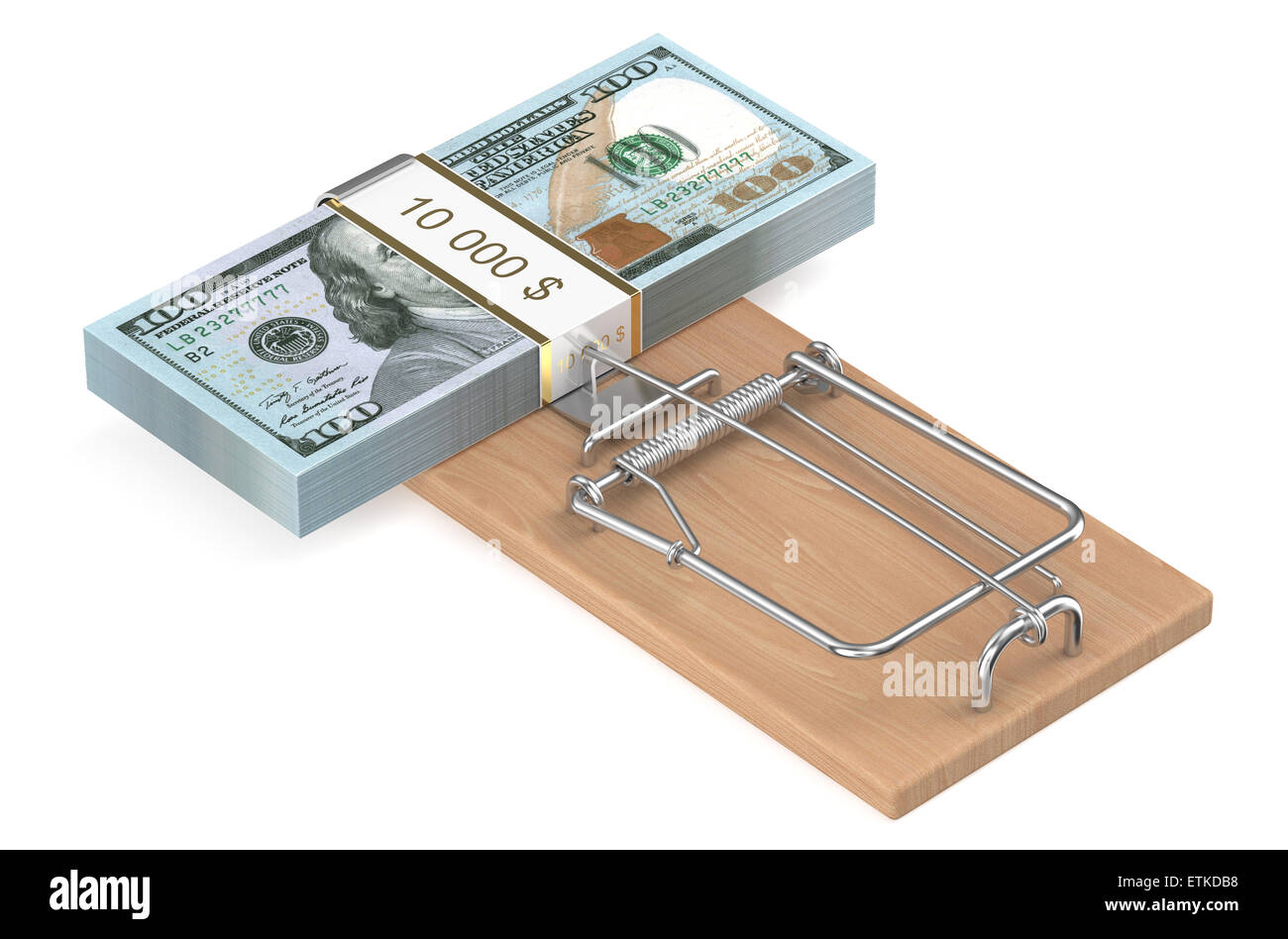 Money Trap with dollars isolated on white background Stock Photo - Alamy
