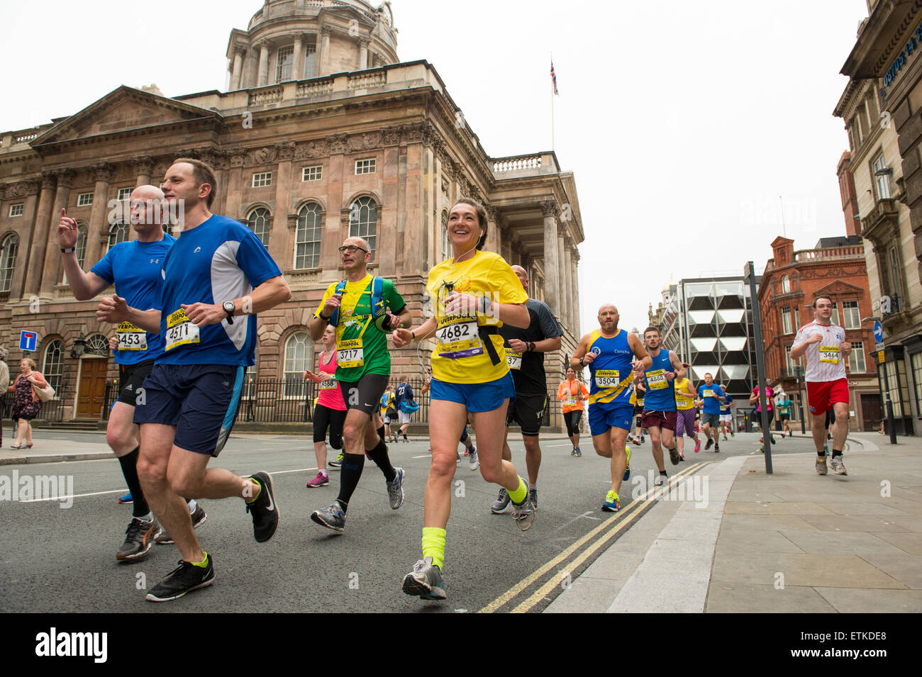 Liverpool, UK. 14th June, 2015. Runners run on the Liverpool's Streets ...