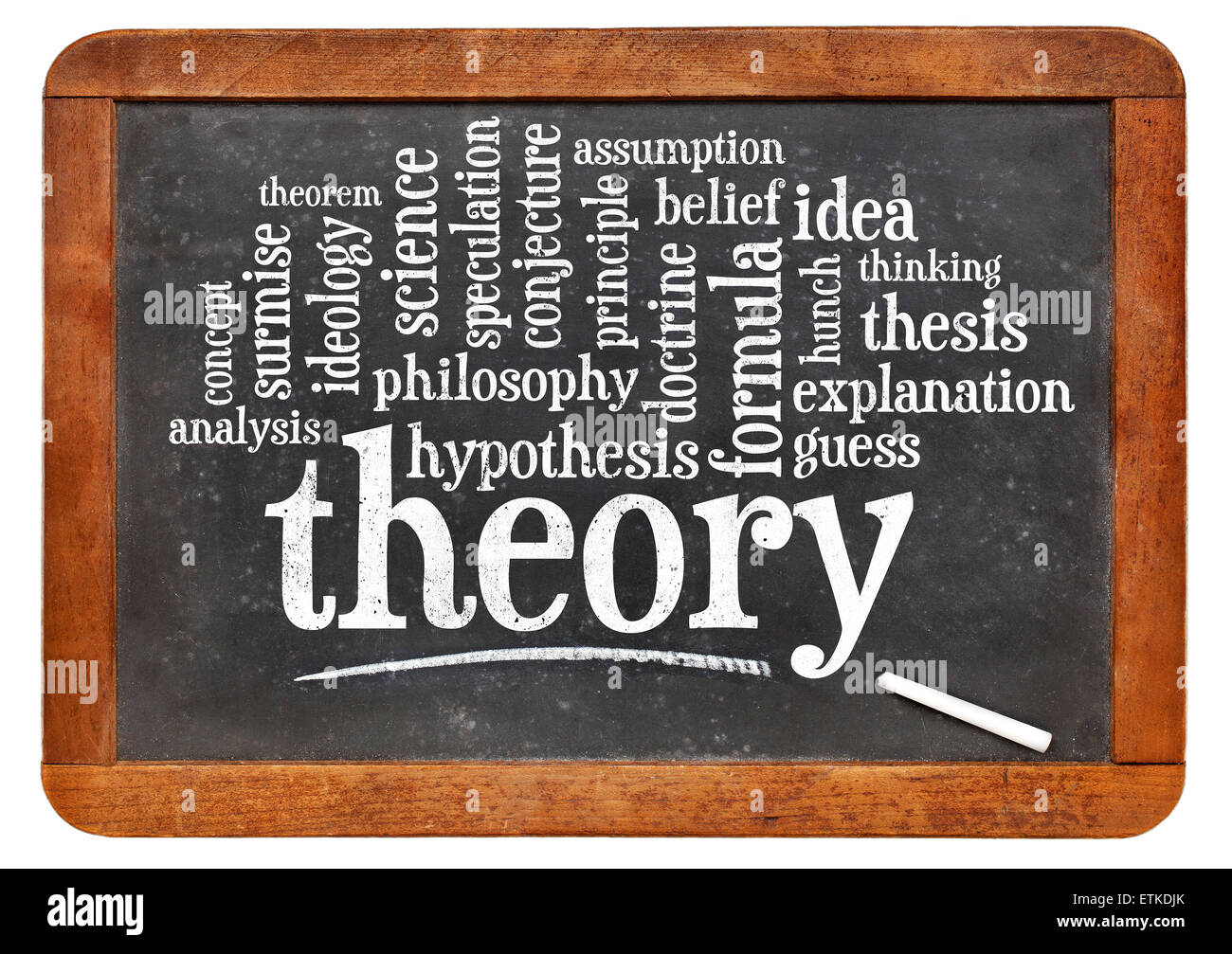 theory word cloud on an isolated vintage slate blackboard Stock Photo ...