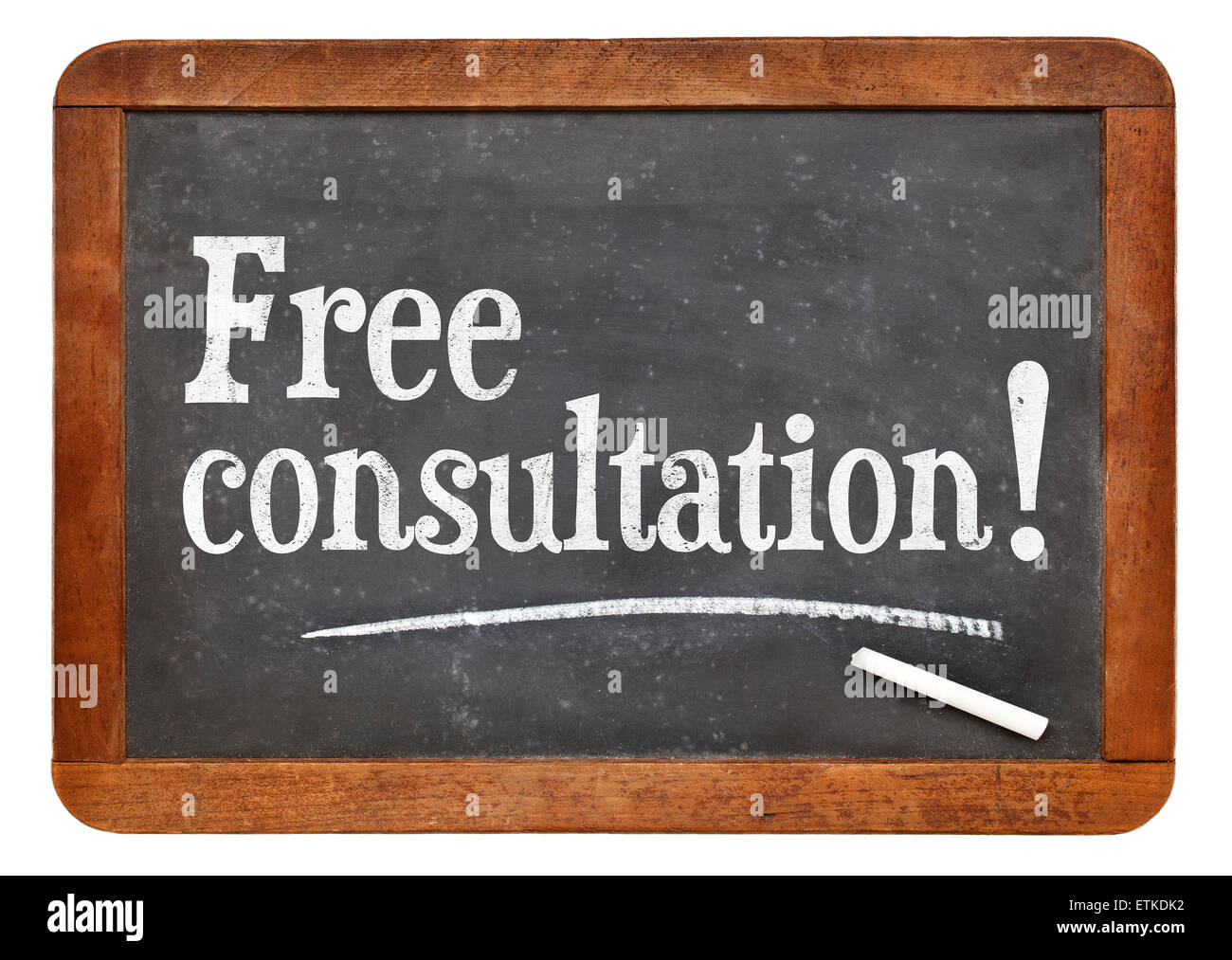 Free consultation sign - service offer - text on a vintage slate ...