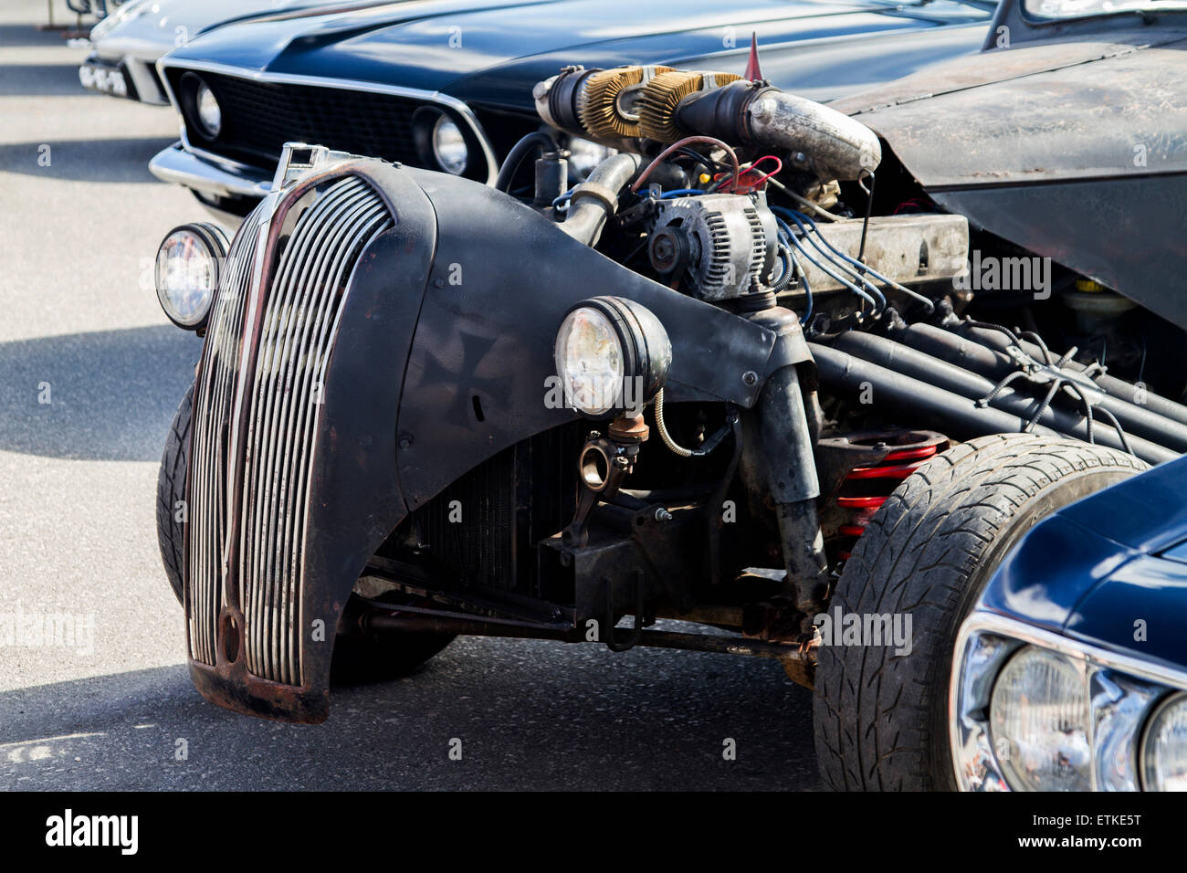 Close up view detail of a classic vintage car on a show Stock Photo - Alamy