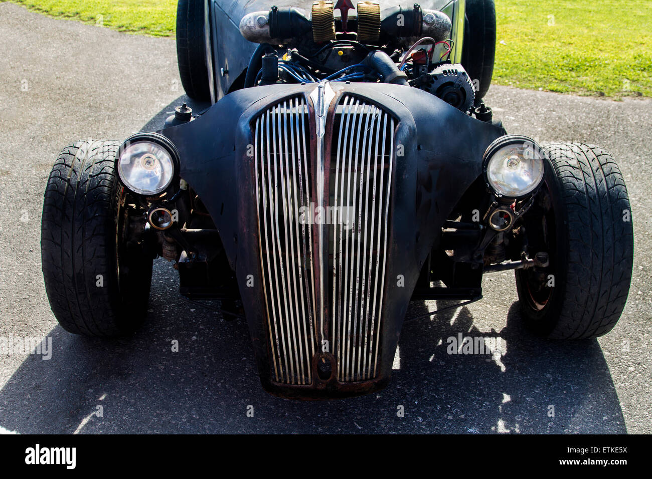 Close up view detail of a classic vintage car on a show Stock Photo - Alamy