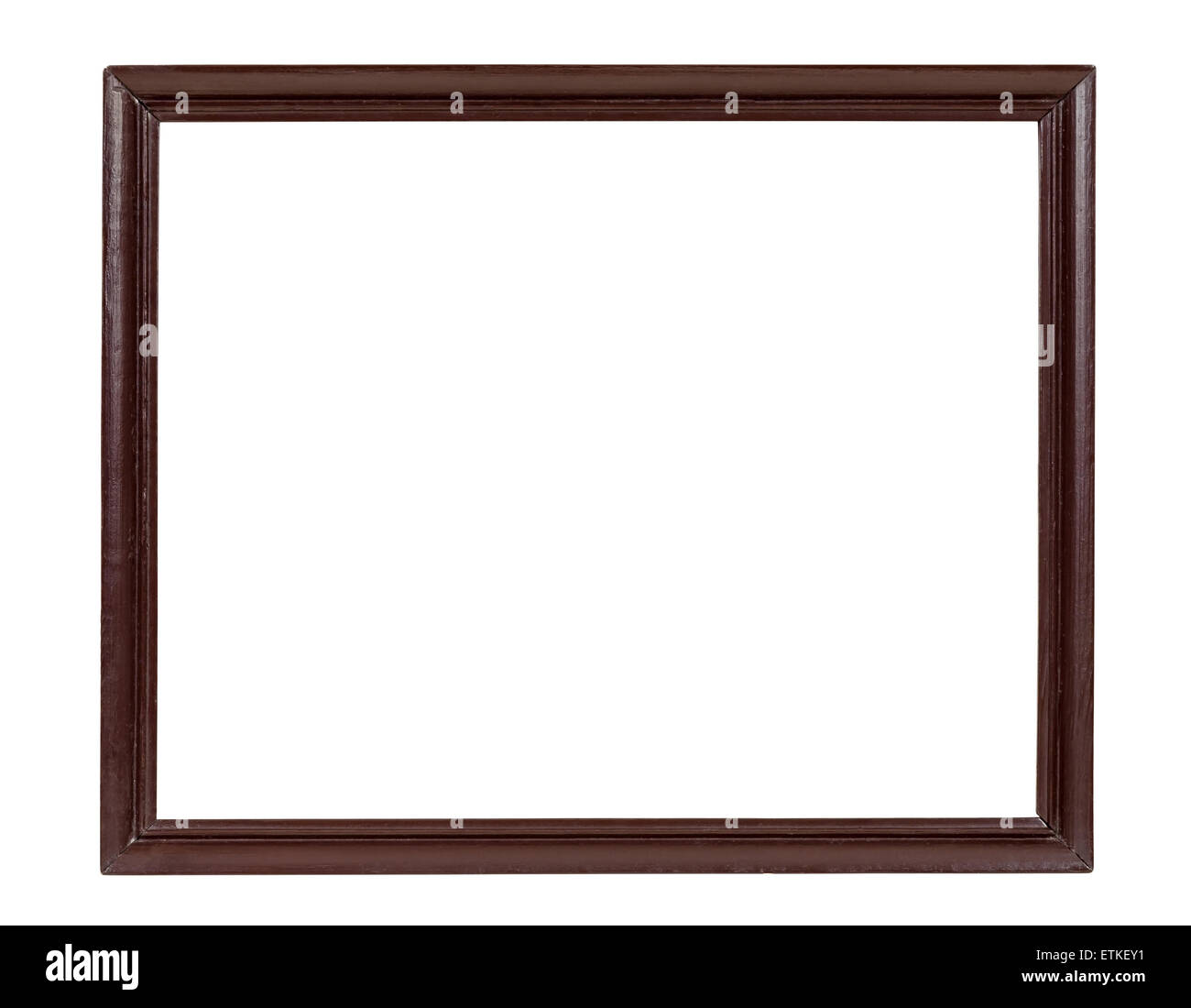 Dark wooden picture frame isolated on white background with clipping ...