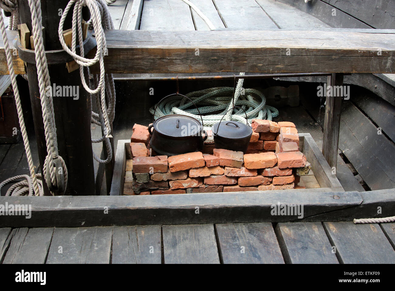 Cooking area galley 1776 gunboat Philadelphia II replica American ...