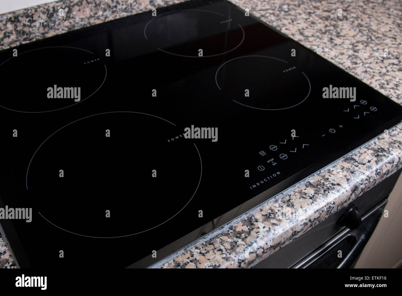 Close up view of an electrical kitchen induction ceramic hob Stock ...