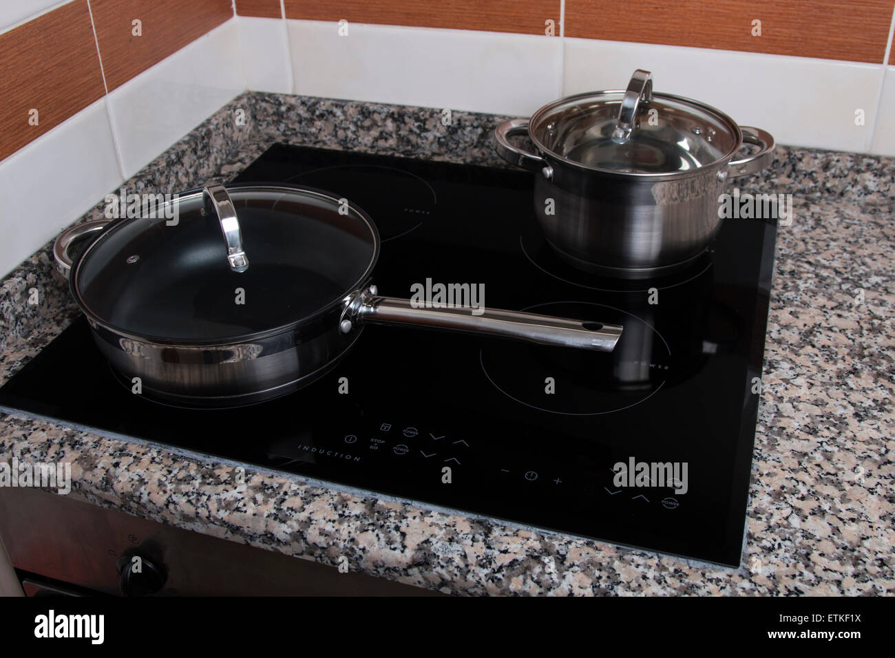 Close up view of an electrical kitchen induction ceramic hob Stock ...