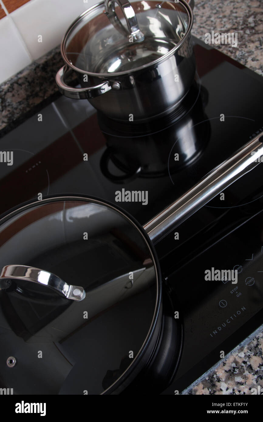 Close up view of an electrical kitchen induction ceramic hob Stock ...
