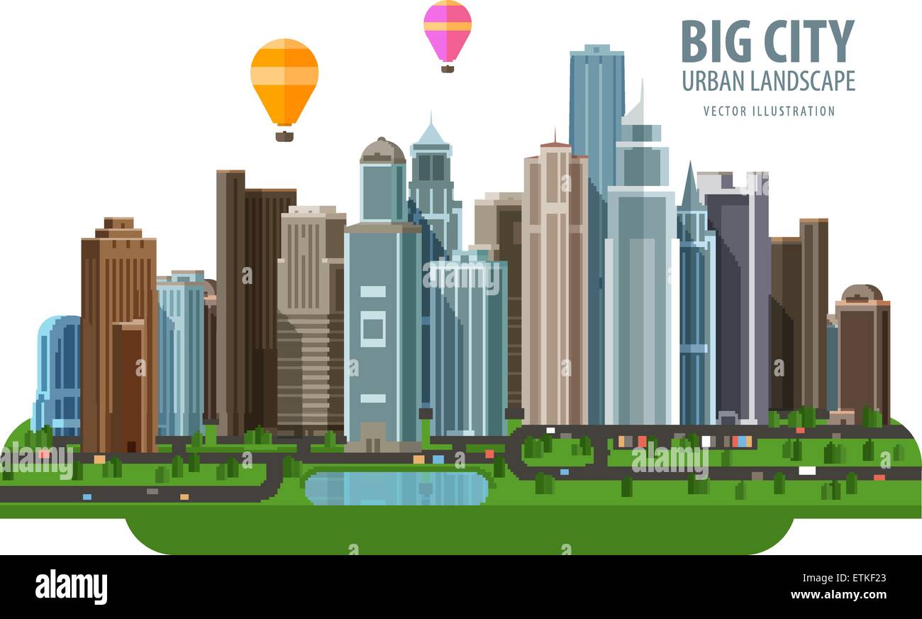 Big city vector logo design template. Construction, building or real ...