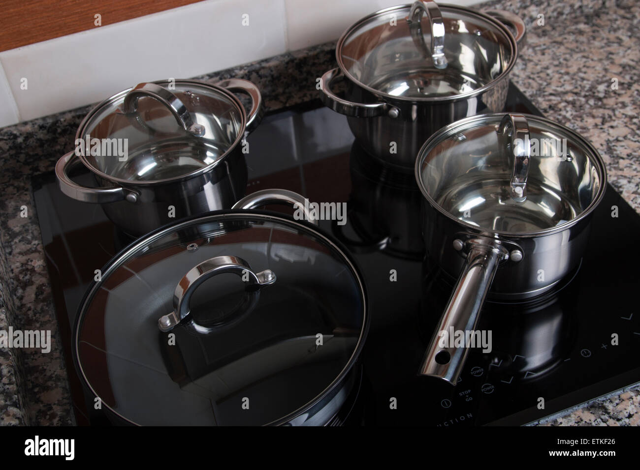 Close up view of an electrical kitchen induction ceramic hob Stock ...