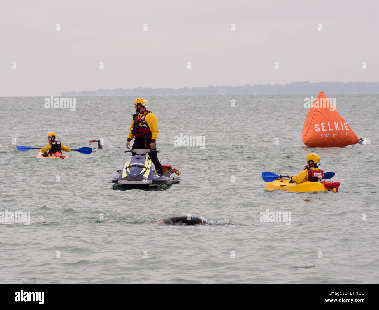 Lifeguards from the Royal Life Saving Society patrol the sea off ...
